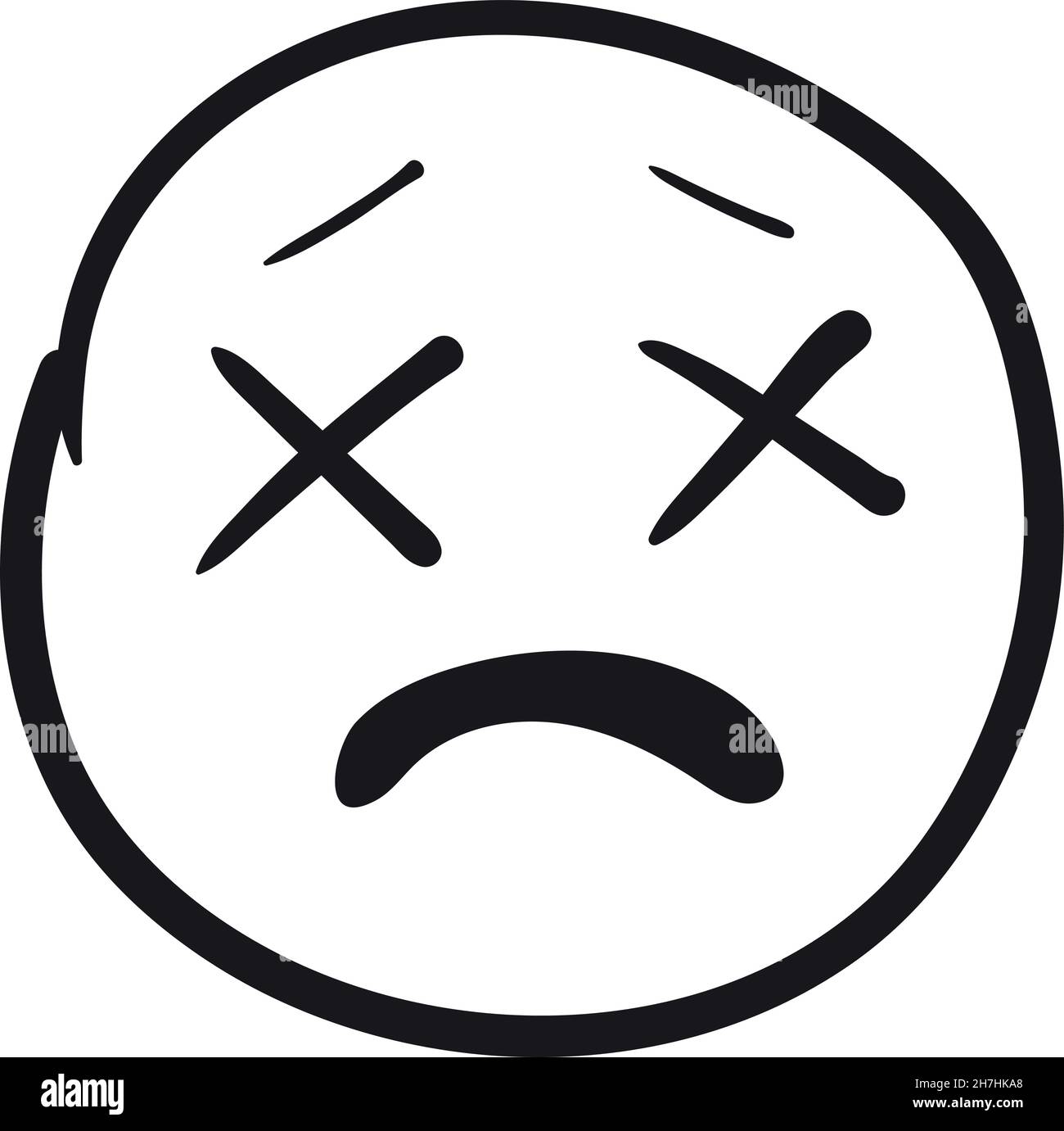 Doodle Emoji fatigué.Émoticone fatiguée humeur sociale, illustration ...