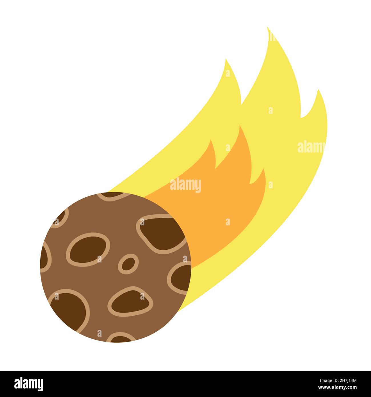 Chute de météore ou de météorite avec queue de feu.Pierre de comète ...