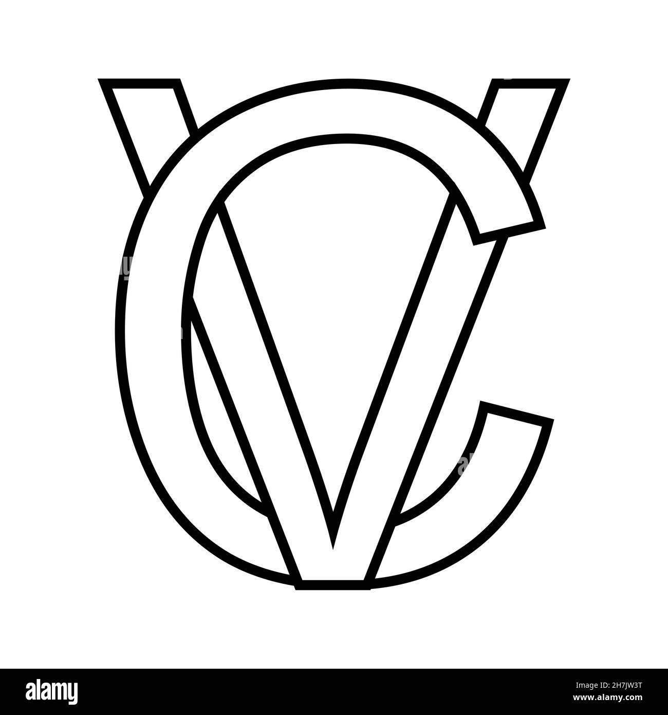 Logo VC cv, icône signe lettres entrelacées c v Image Vectorielle Stock ...