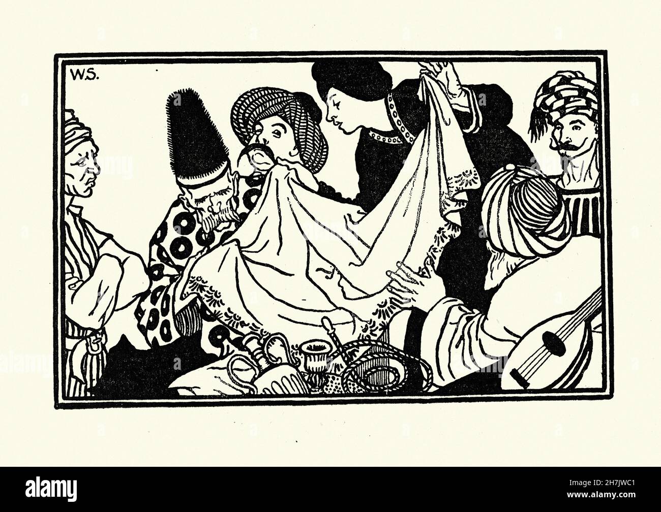 Illustration vintage de Sinbad le Sailor et Ali Baba et les quarante ...