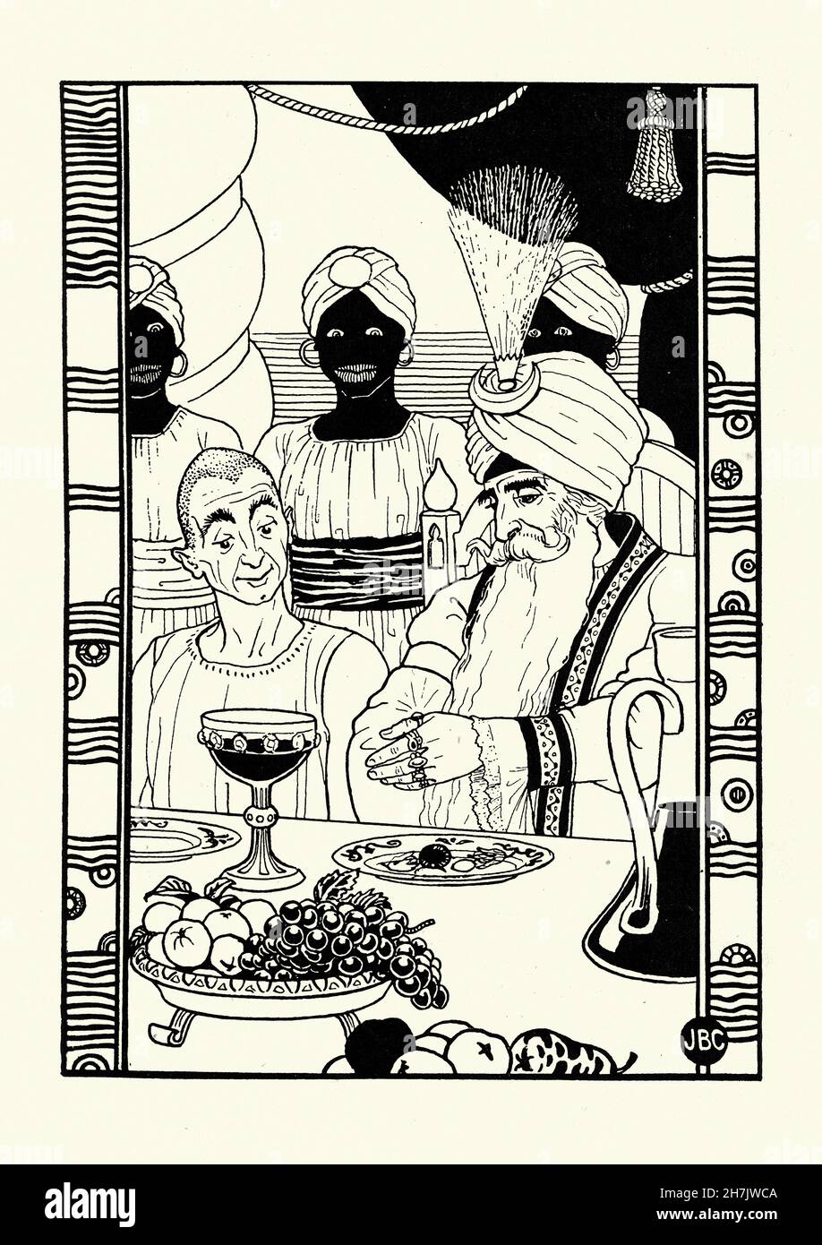 Illustration vintage de Sinbad le Sailor et Ali Baba et les quarante ...