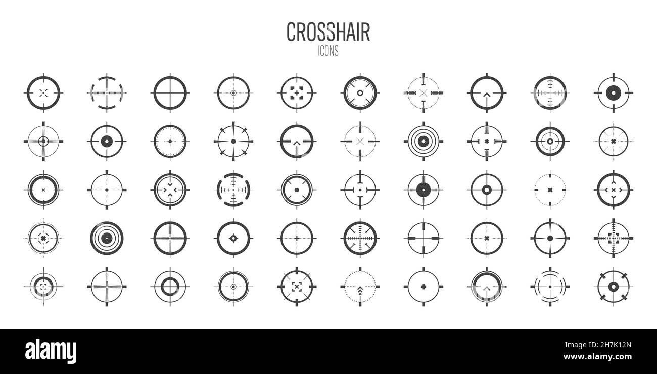 Icônes de réticule, de vecteur de vue du canon. Logo de la cible, cible ...