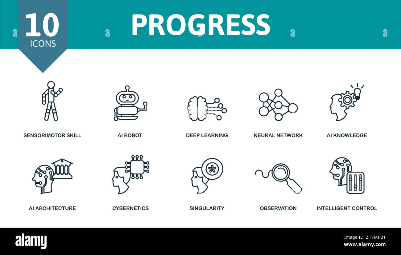 Ensemble d'icônes de progression.Collecte d'éléments simples tels que l ...