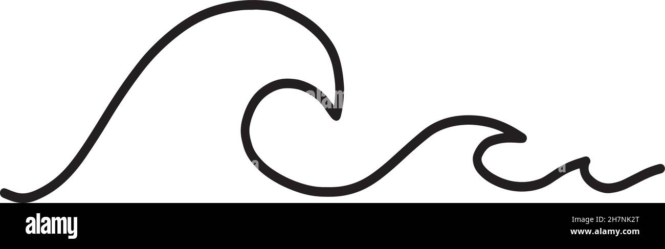 Ocean wave vector un dessin d'art, simple main dessin moderne ...