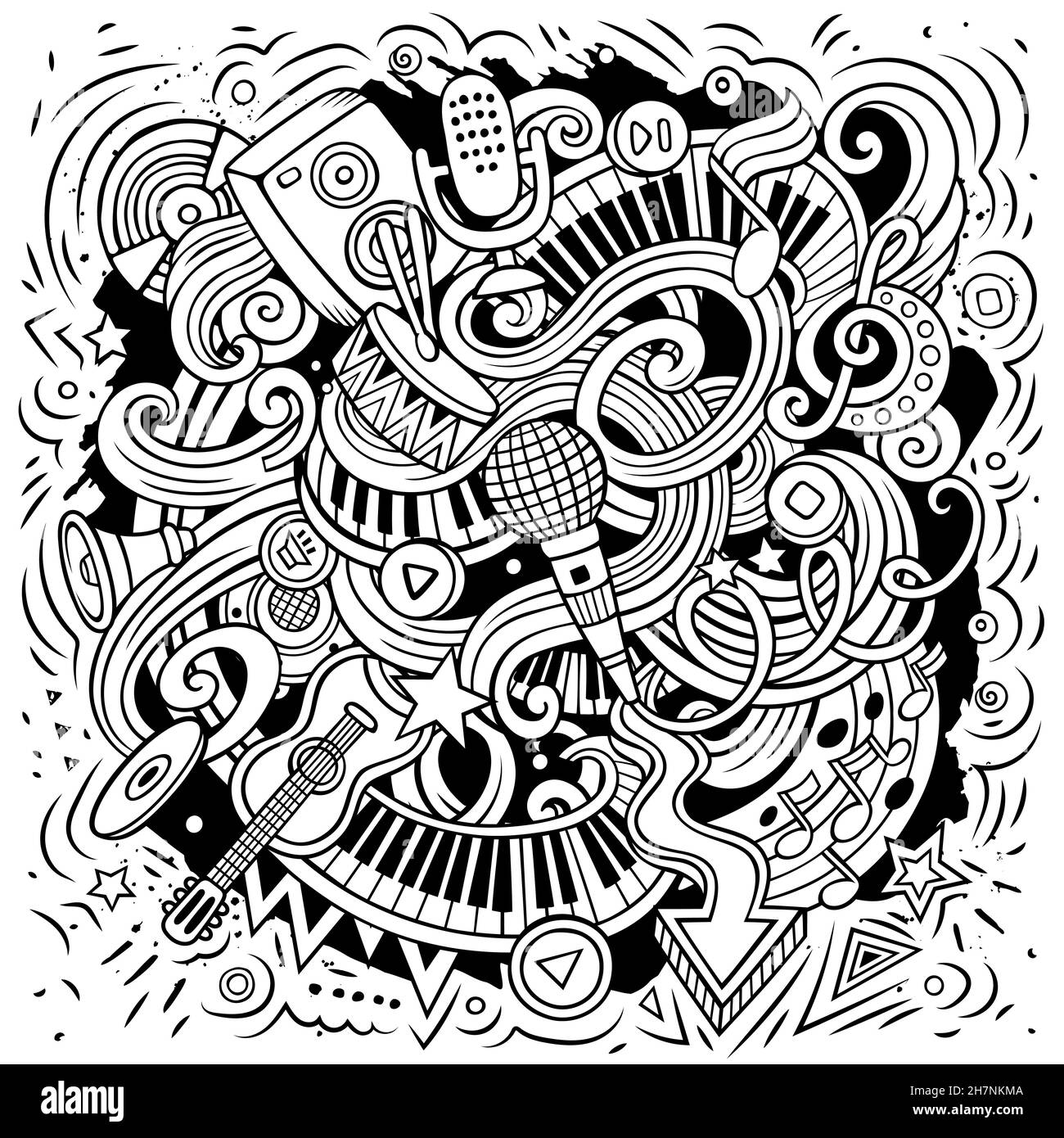 Musique dessin à la main dessin de dessins vectoriels illustration ...