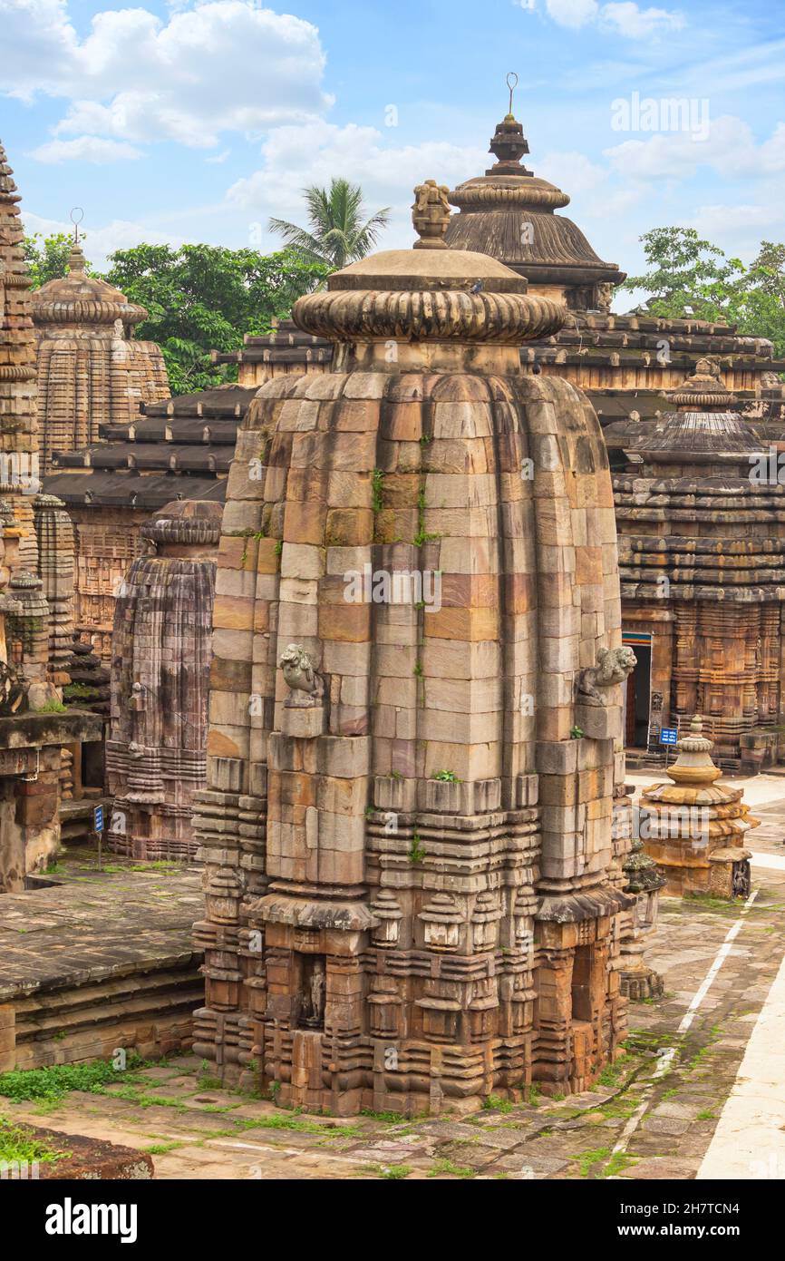 Temples du complexe de temples Lingaraja, Bhubaneswar, Odisha, Inde.Le ...