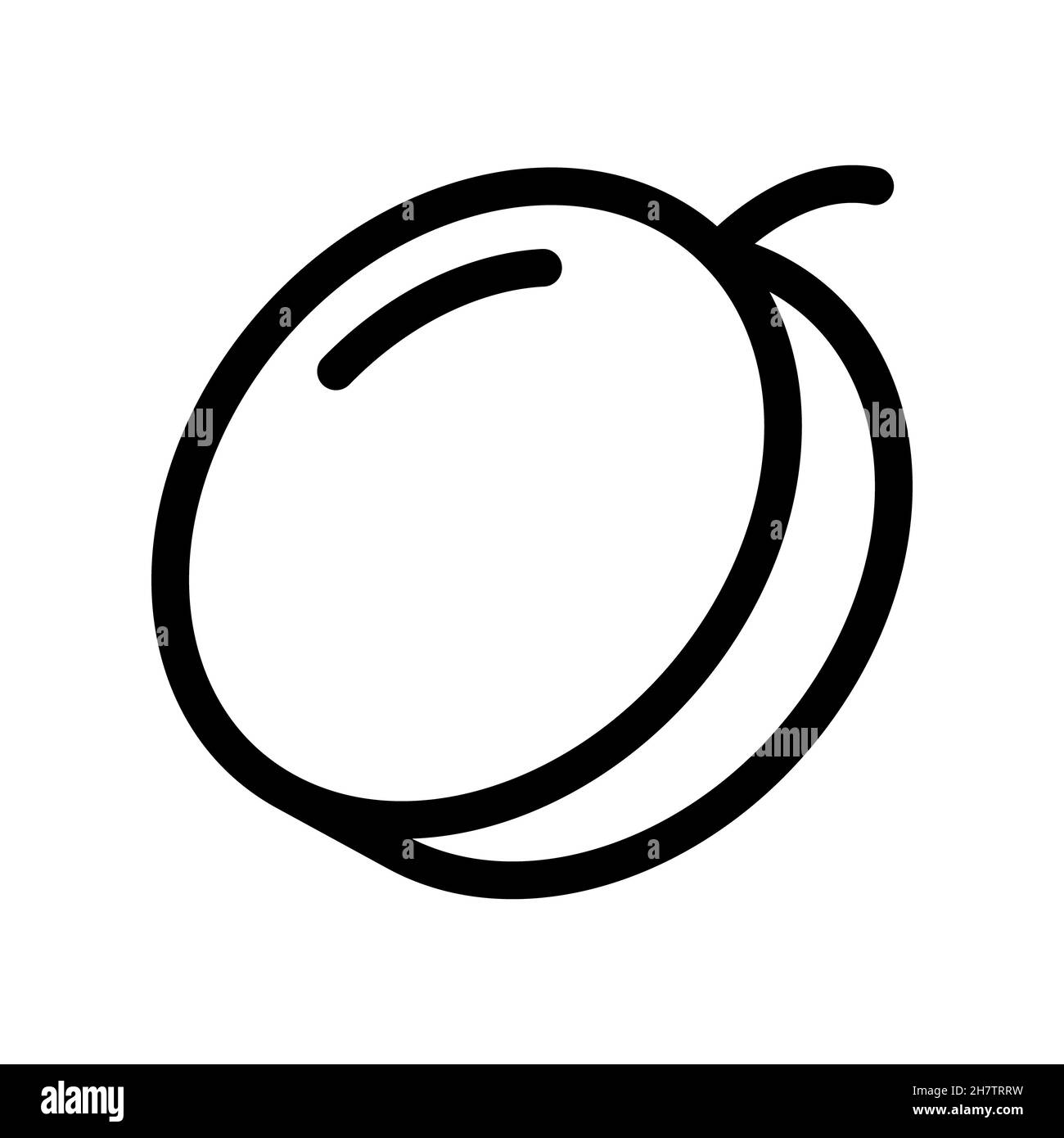 Icône plate prune.Pictogramme pêche pour toile.Trait.Isolé sur fond ...