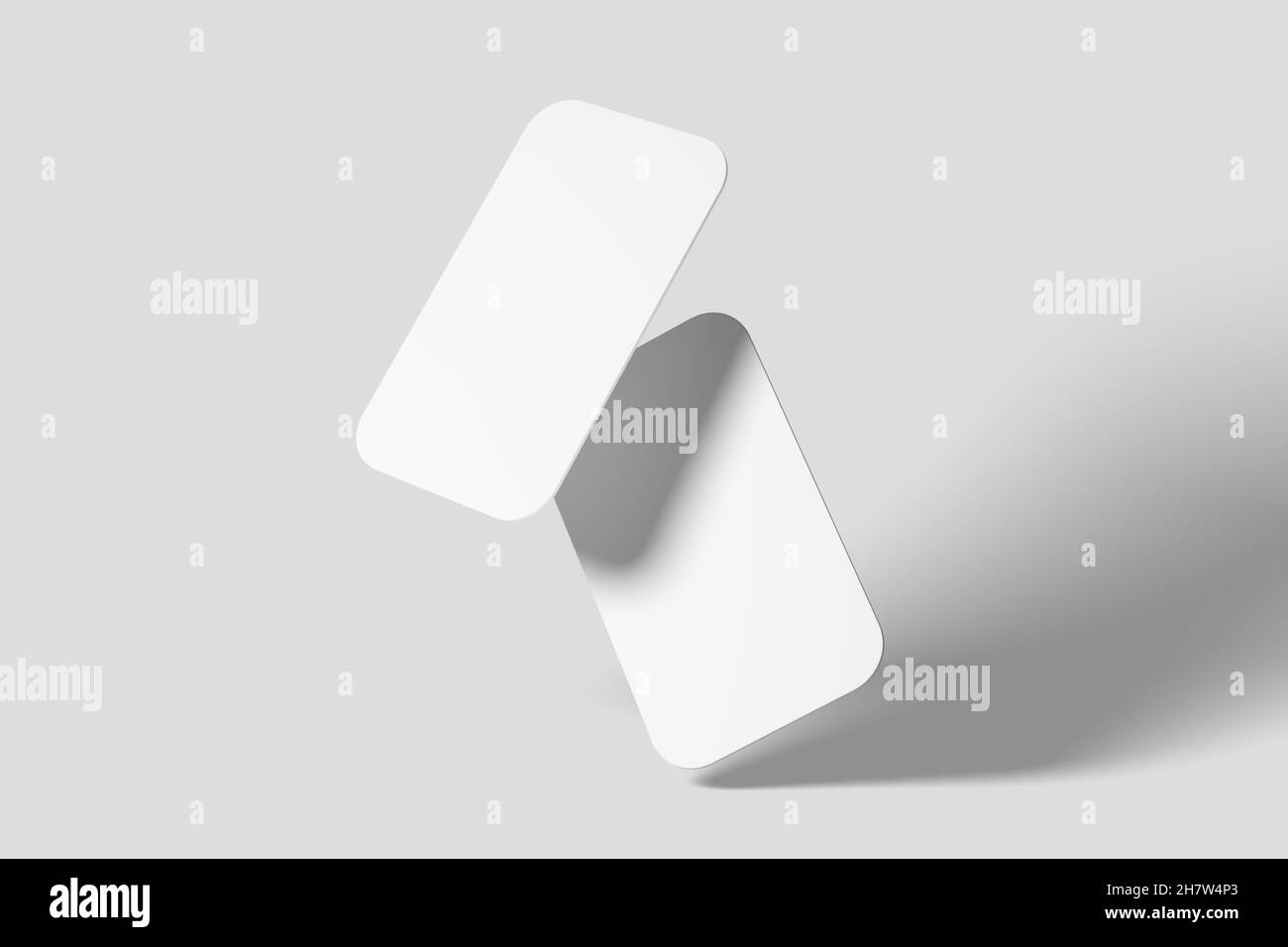 Carte de visite à coin rond vertical blanc blanc maquette de rendu 3D ...