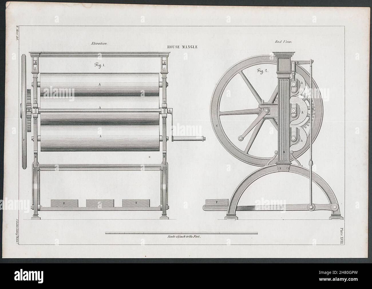 DESSIN D'INGÉNIERIE VICTORIENNE Maison mangle 1847 ancienne image ...