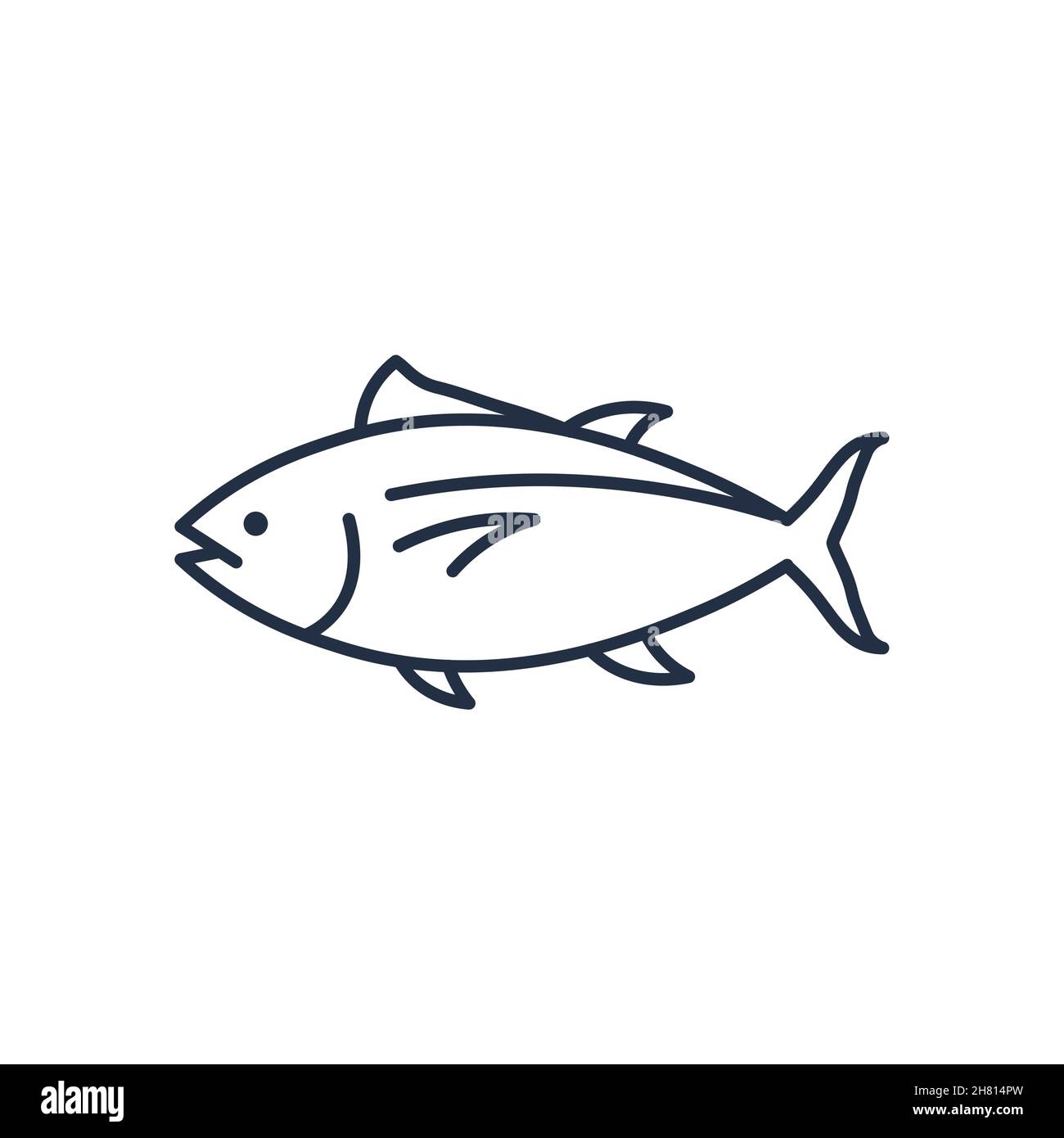 Illustration du contour de l'icône du logo du thon.Saumon thon ligne de ...