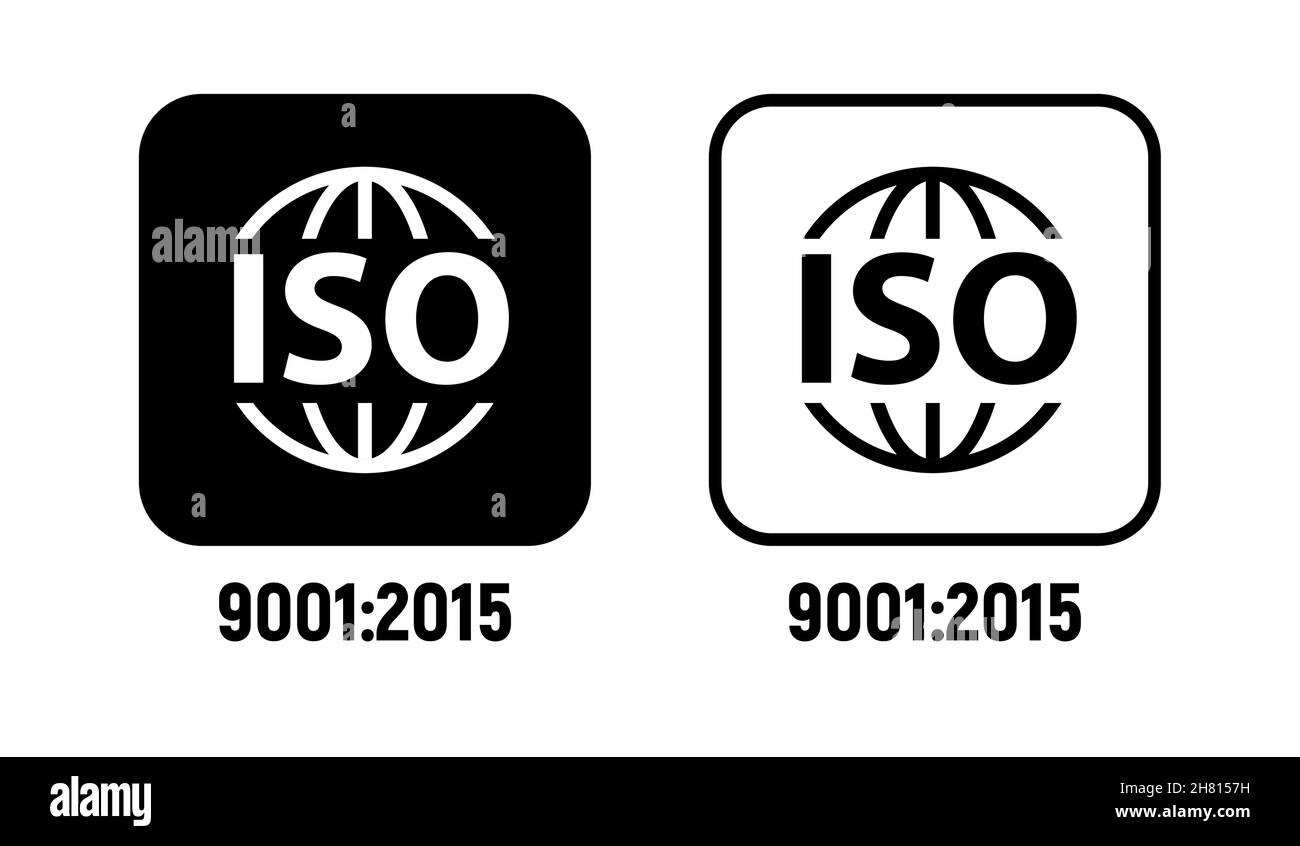 Badge icône de certificat ISO 9001 2015.Conception de symbole de ...