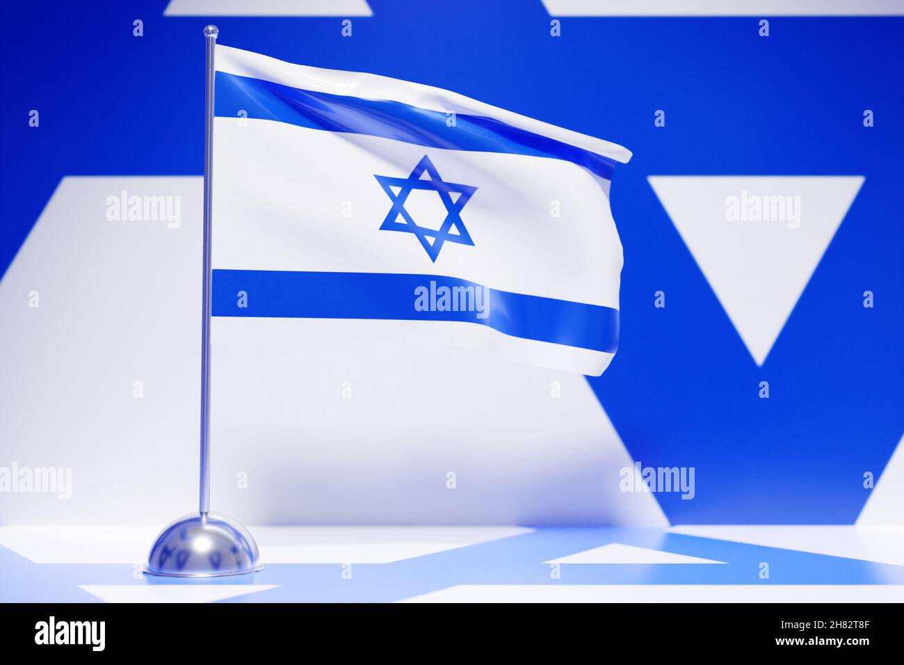 Illustration en 3D du drapeau national d'Israël sur un drapeau ...