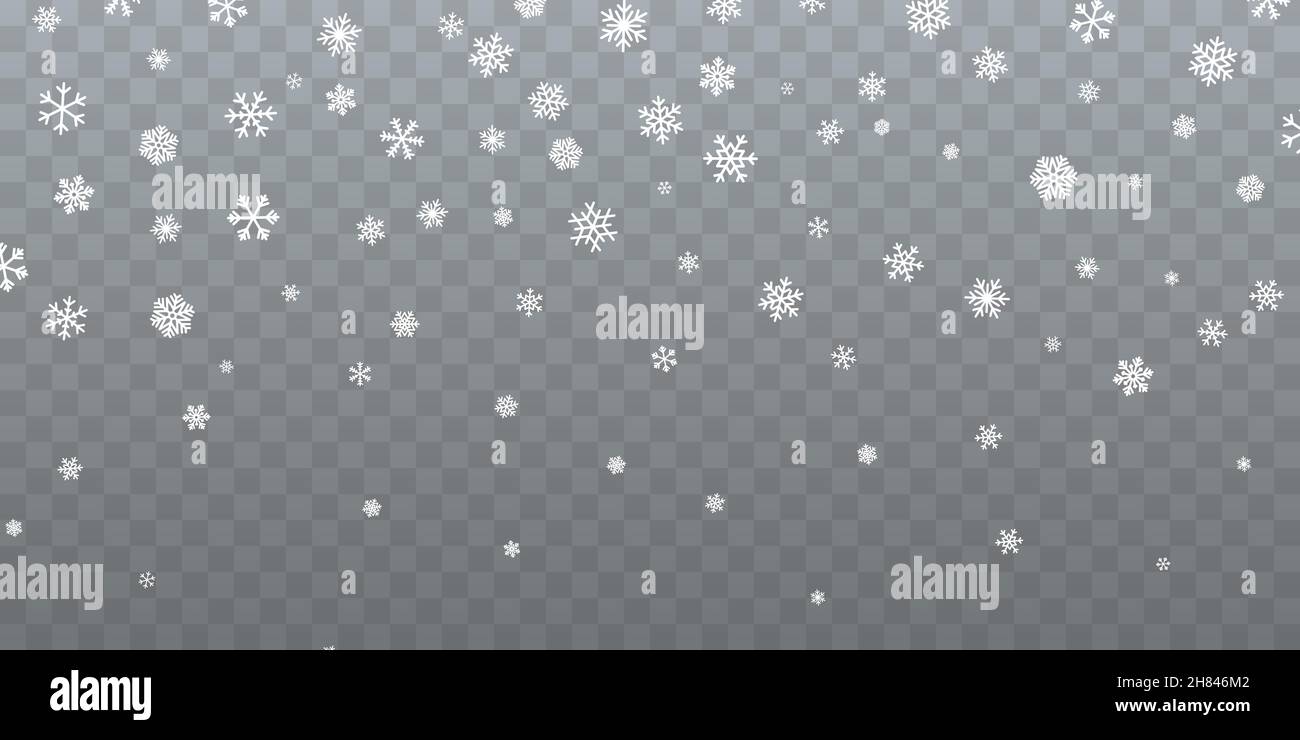 La neige de Noël. La chute des flocons de neige sur fond transparent ...