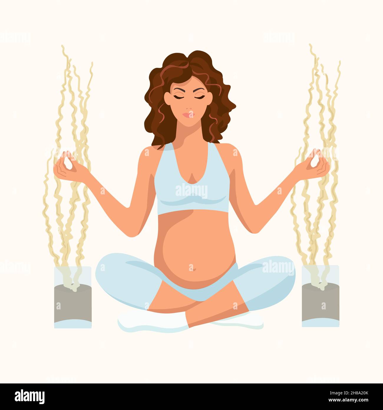 Une Femme Enceinte Est Assise Dans La Position Lotus Illustration
