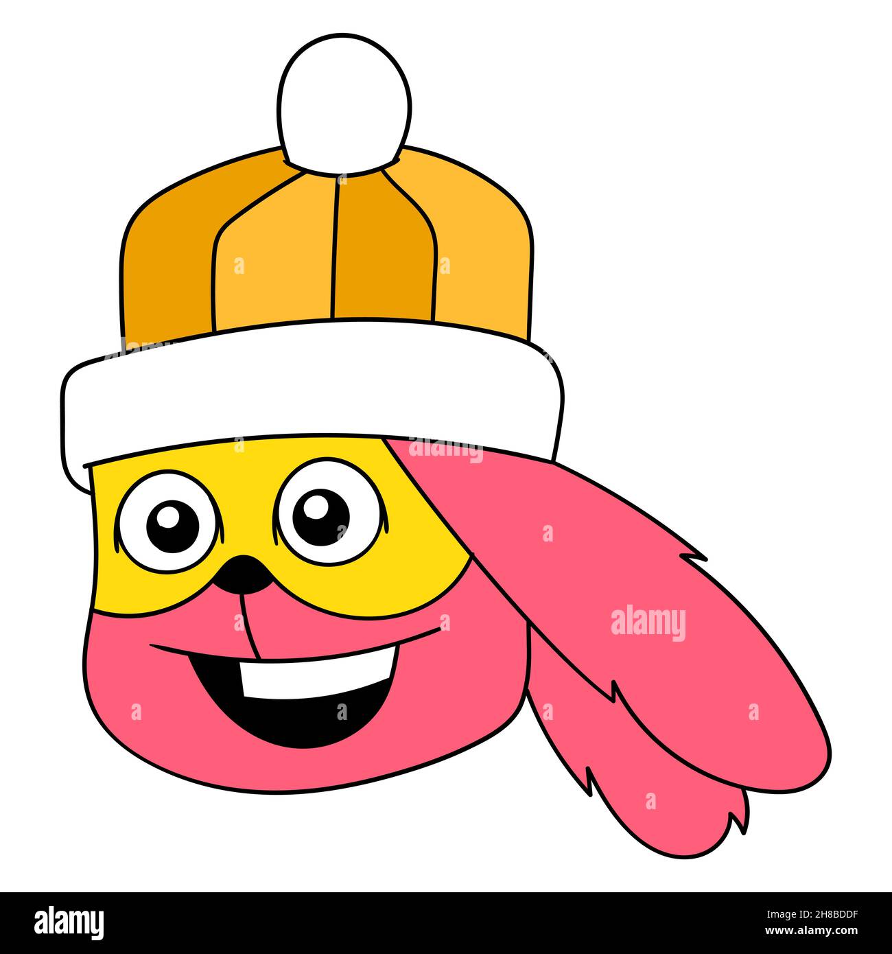tête de lapin portant un bonnet beanie au visage riant, illustration ...