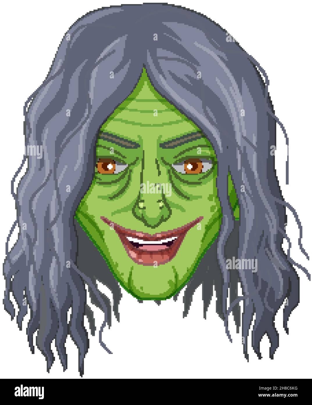 Méchant vieux visage de sorcière sur fond blanc illustration Image ...