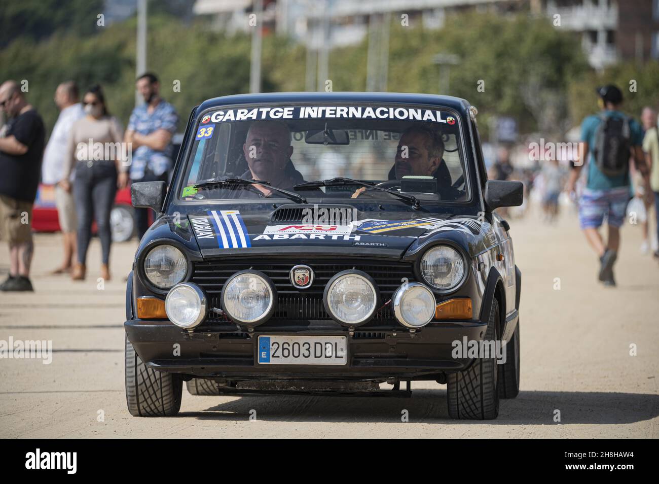 PALAMOS, ESPAGNE - 03 novembre 2021 : un gros plan d'un Autobianchi A112 Abarth noir et vintage ...