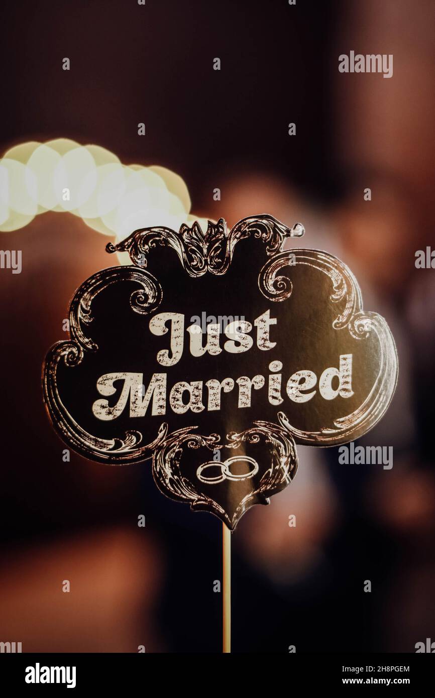 Just married wedding sign Banque de photographies et d’images à haute ...