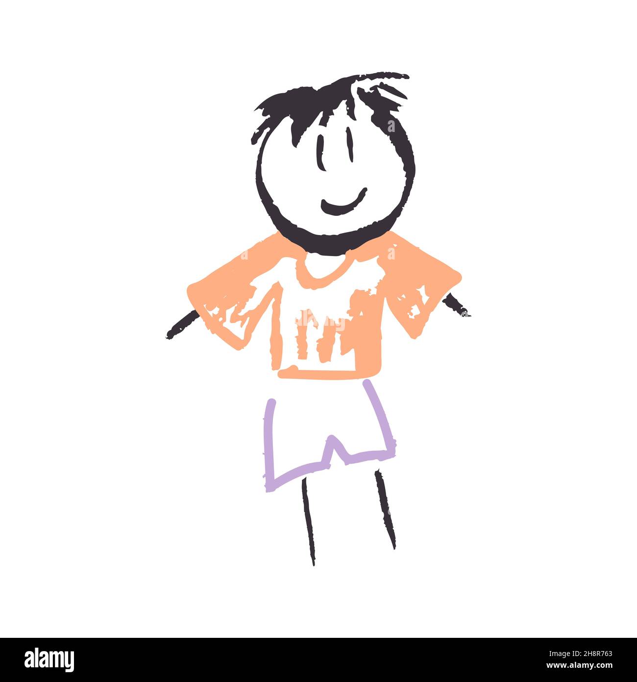 Style de dessin de l'icône à la main.Garçon.Dessiner avec des crayons ...