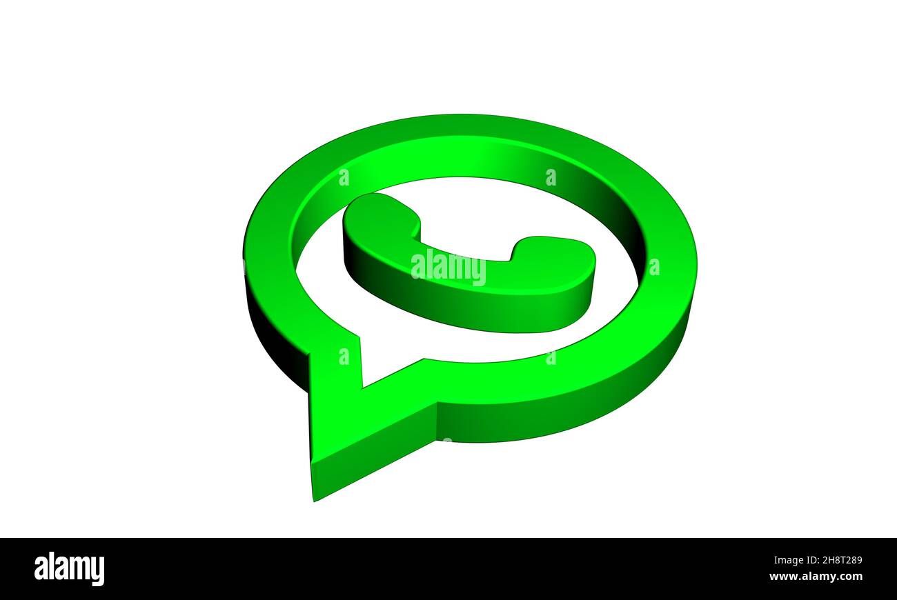Logo WhatsApp 3D Rendering Flat Design isolé sur fond blanc.Application ...