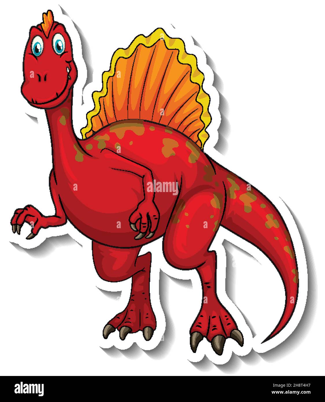 Illustration de l'autocollant de personnage de dessin animé Spinosaurus ...