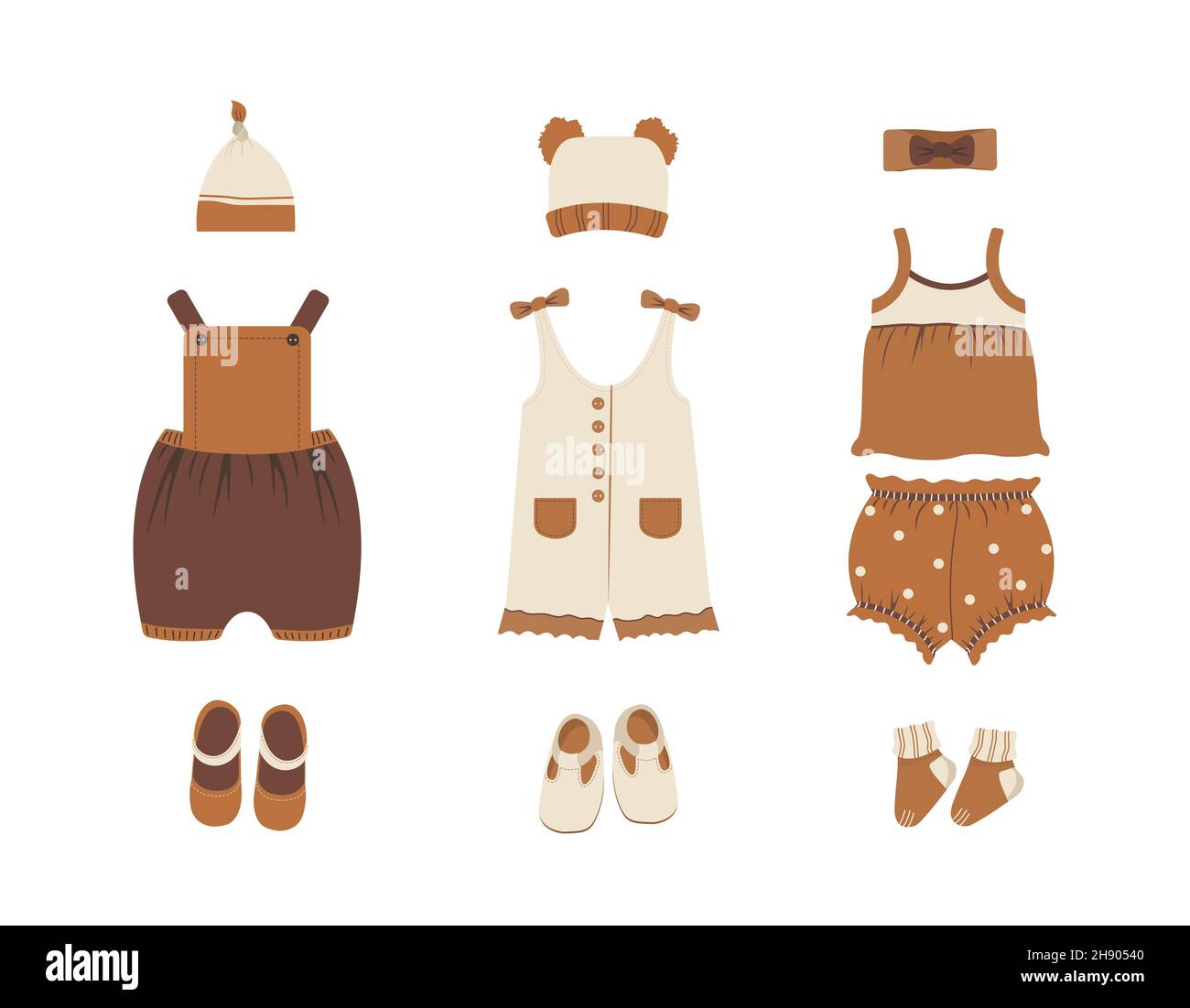 Collection de vêtements pour bébé.Tenue de boho.Jolie garde-robe pour ...
