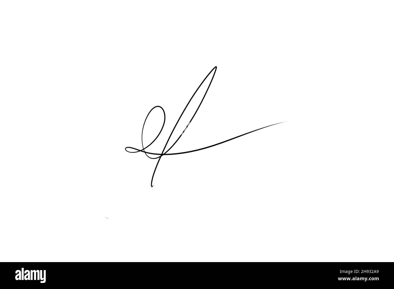 Signature manuscrite, inscription noire isolée sur fond blanc.Concept ...