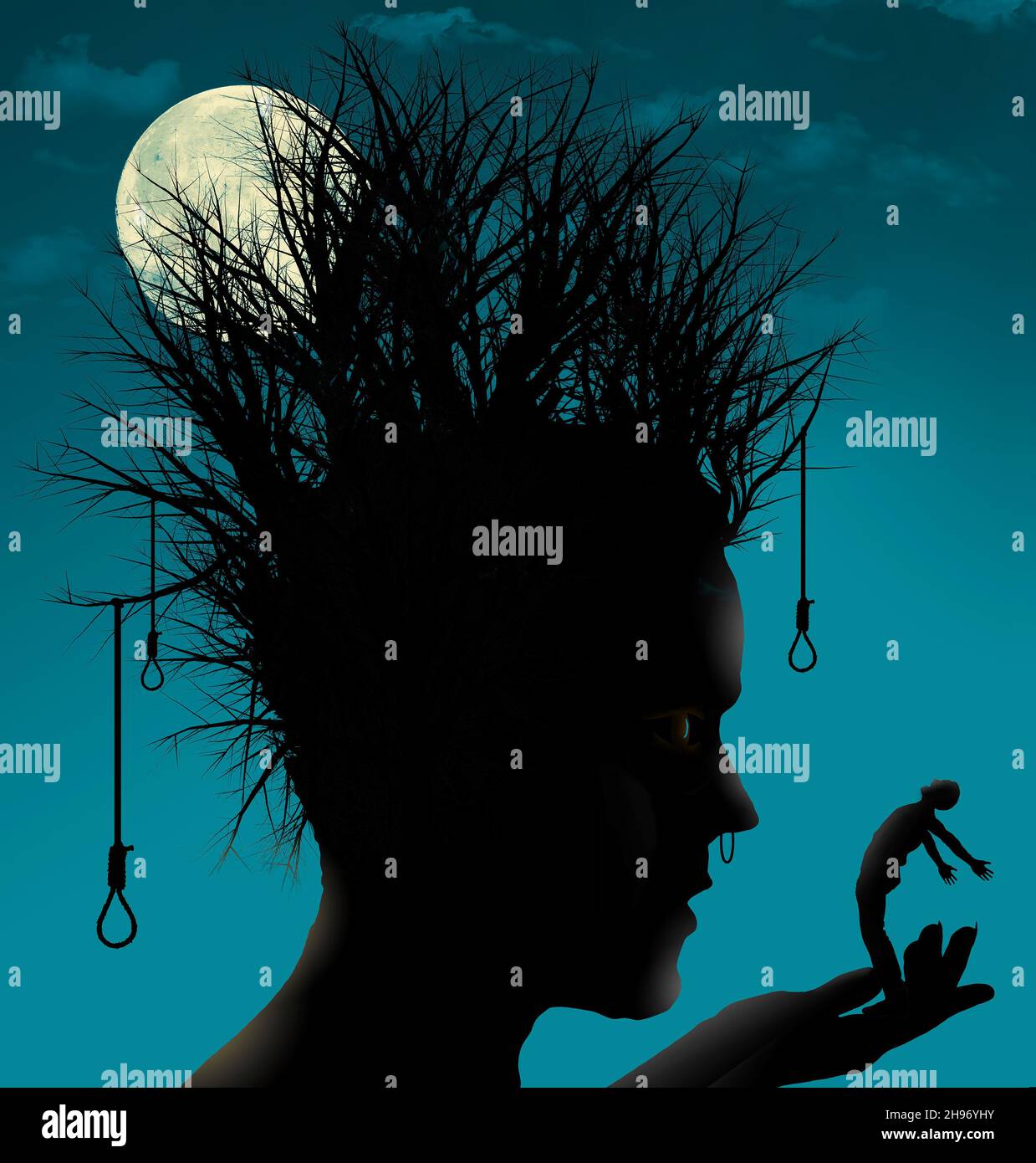 Un hangman monstereux mythique tient le sort d'un homme entre ses mains ...