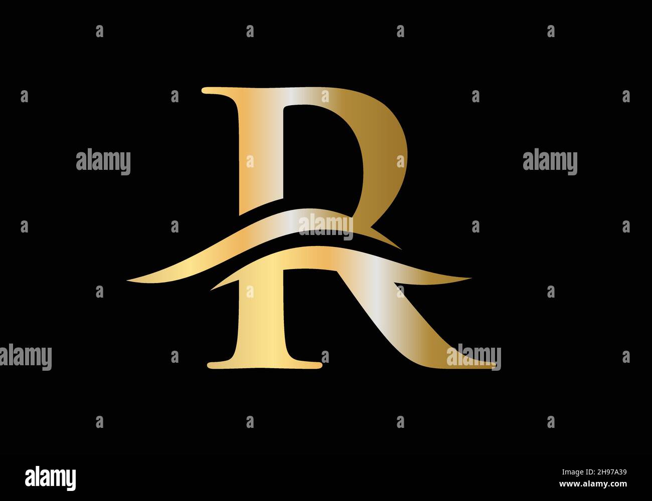 Logo Premium lettre R avec concept vague d'eau.Logo lettre R.Lettre R ...
