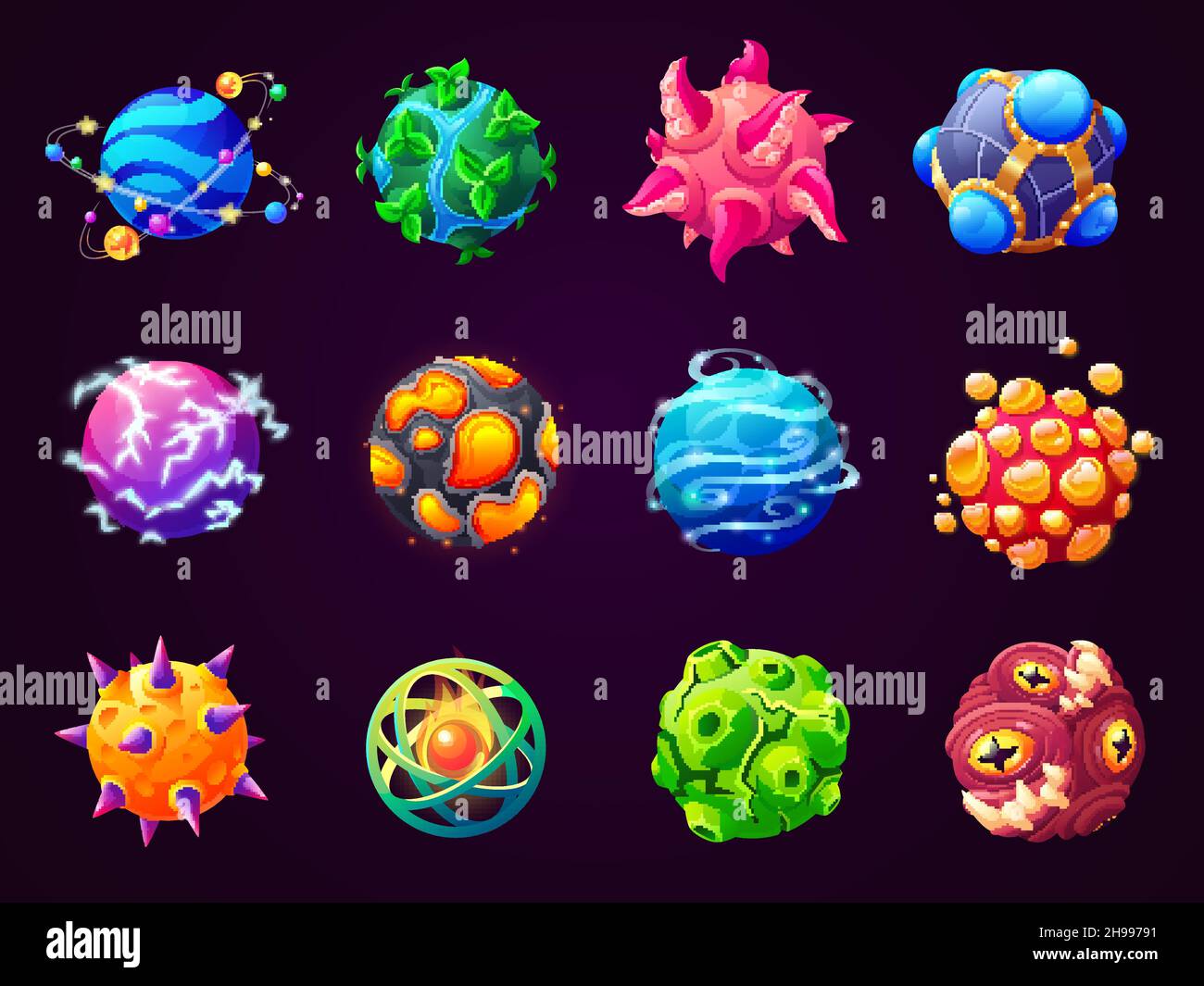 Planète fantastique de dessins animés.Le design du jeu planètes, les ...