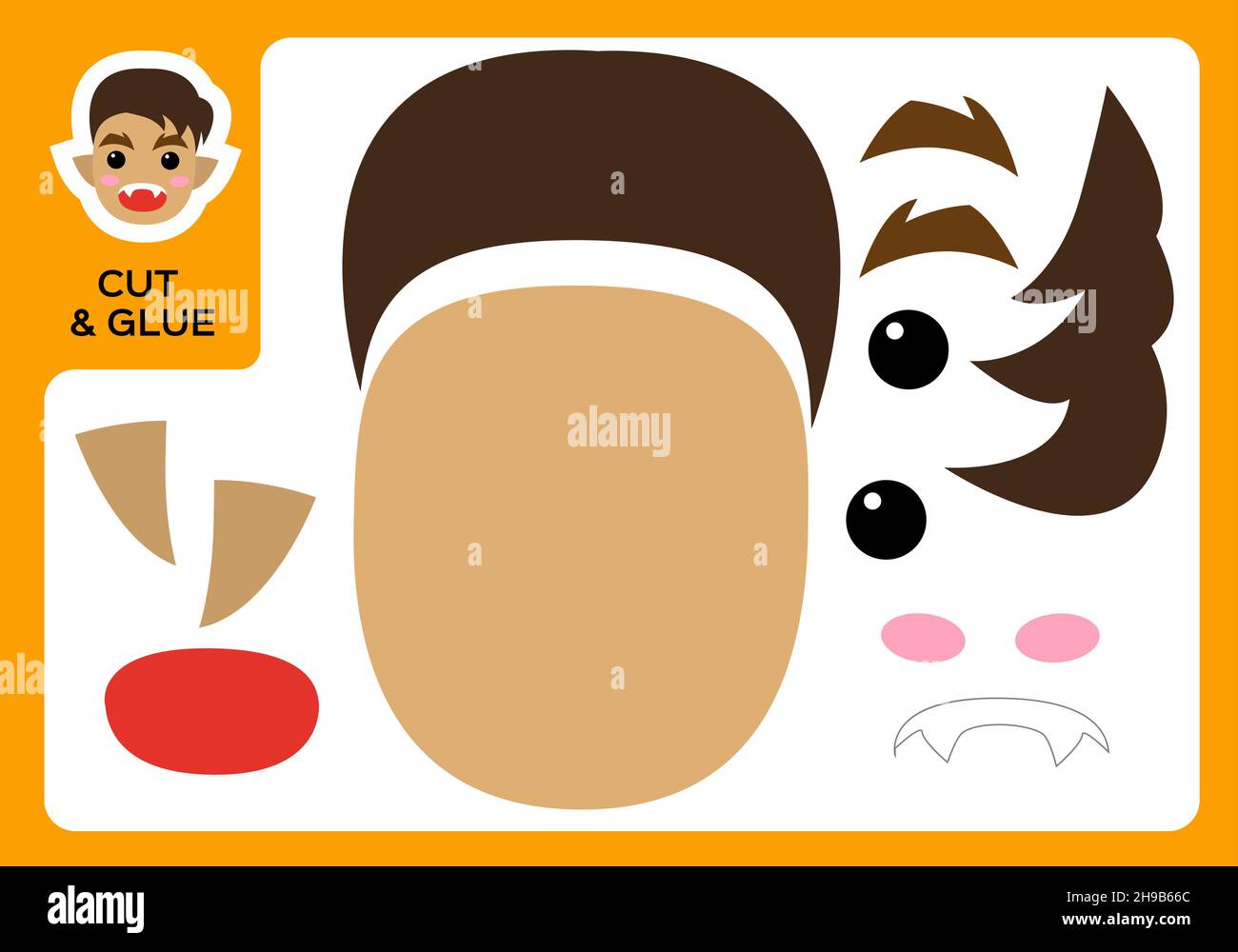 Couper et coller le loup-garou de dessin animé.Bricolage Boy werewolf ...