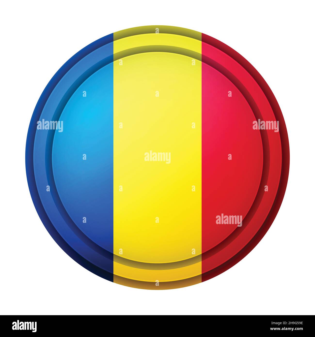 Boule lumineuse en verre avec drapeau de Roumanie. Sphère ronde, icône ...