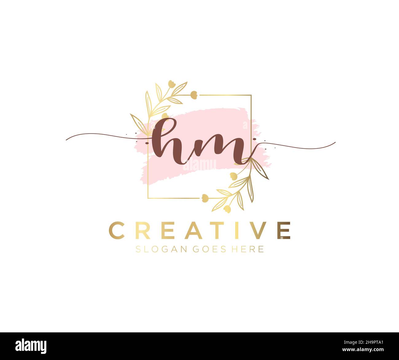 Logo HM féminin.Utilisable pour les logos nature, salon, Spa ...