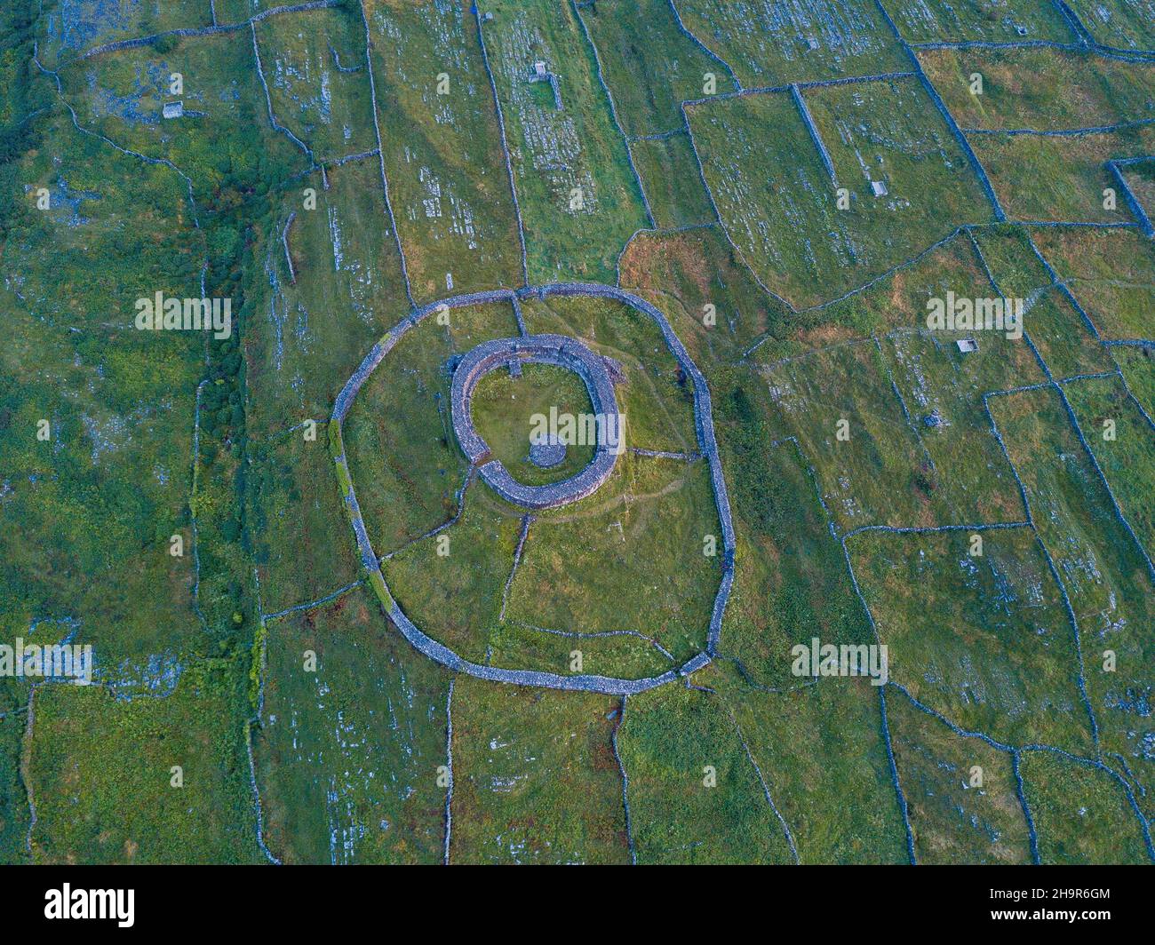 Dun Eochla, Rundfort, fort de pierre, vue aérienne, Iles d'Aran ...