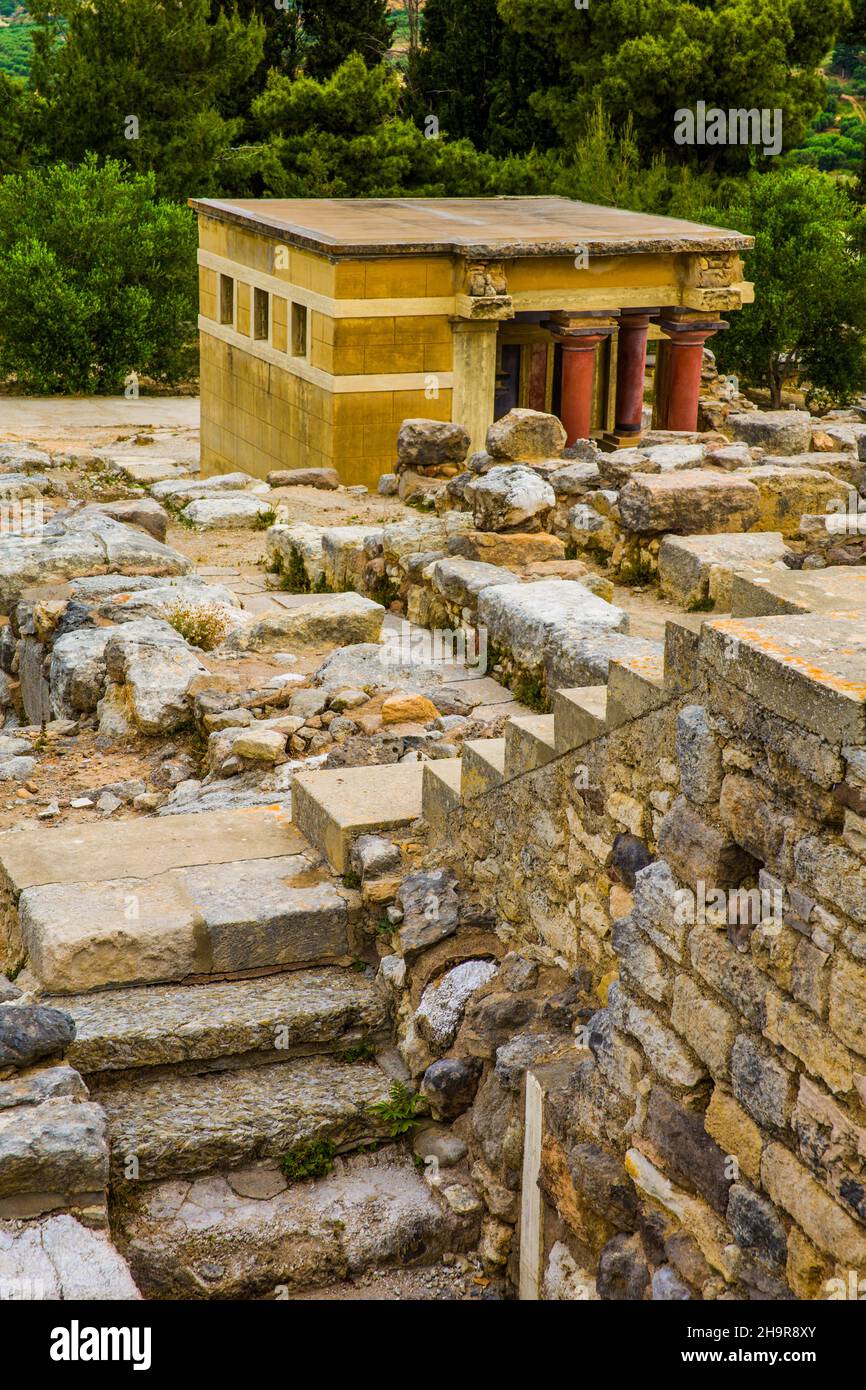 Palais minoen de Knossos par le roi Minos, construit entre 2100 et 1800 ...