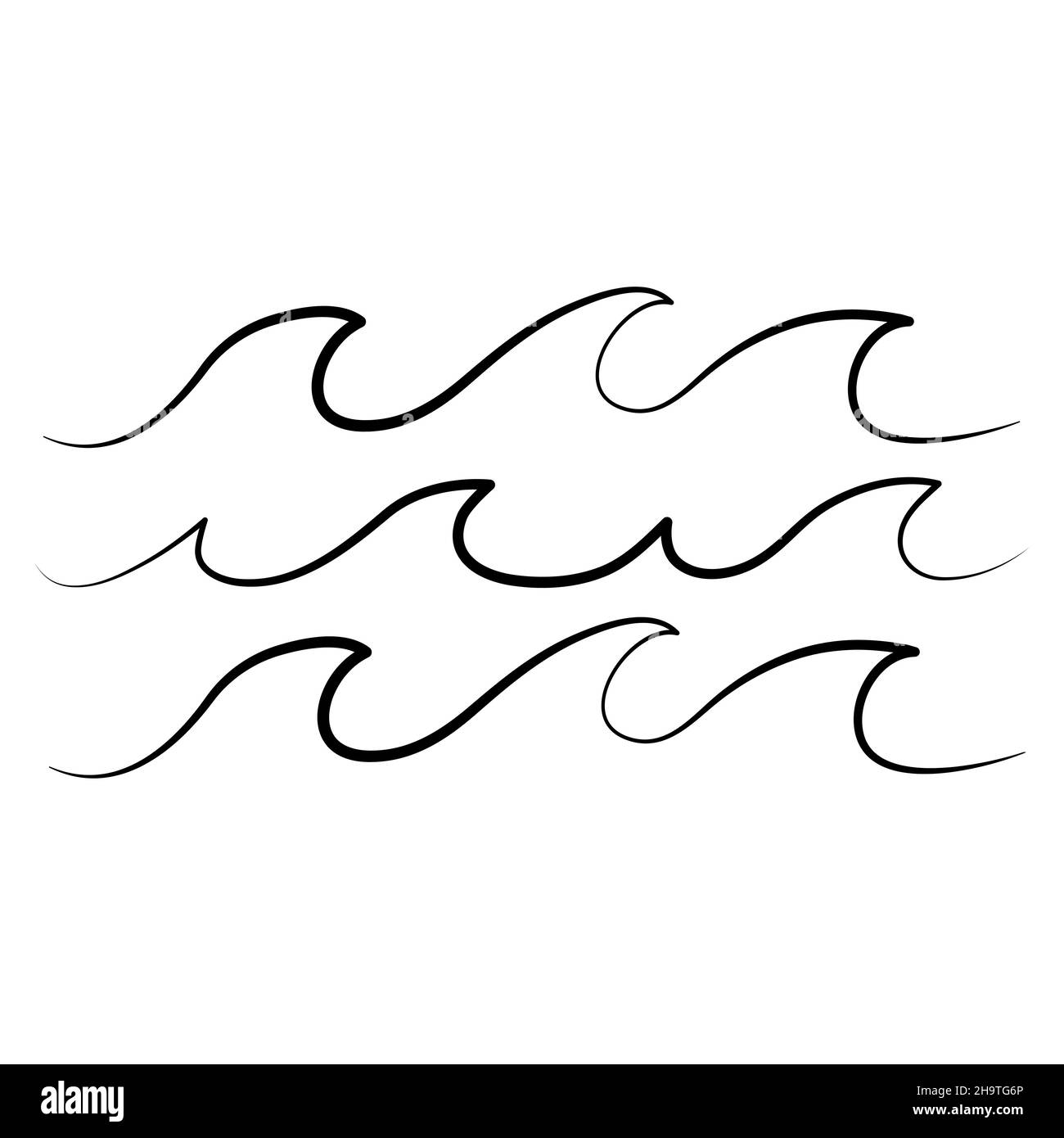 Simple vague minimaliste dessiné à la main eau lac rivière logo illustration vectorielle, design ...