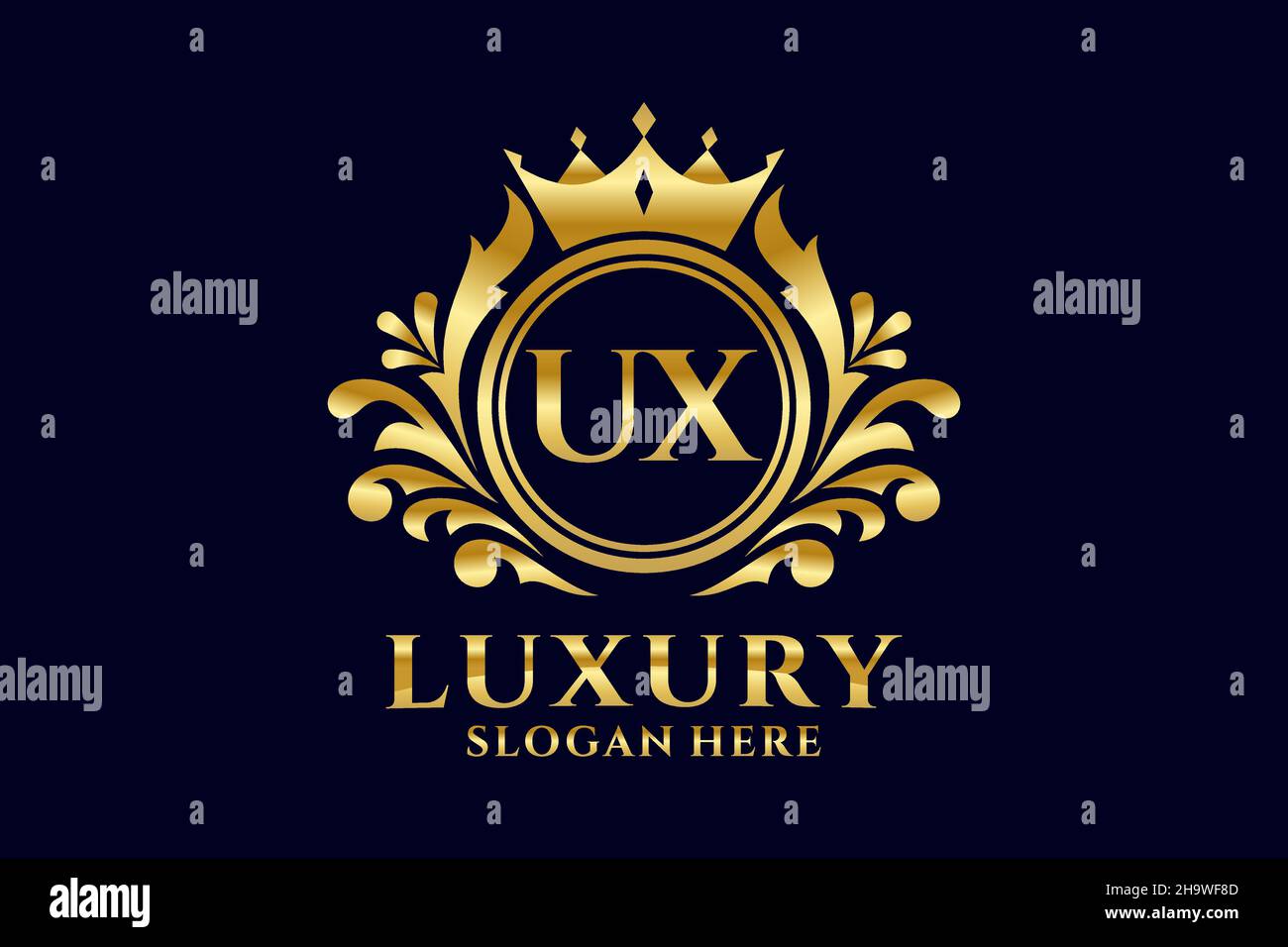 Modèle UX Letter Royal Luxury logo en illustration vectorielle pour les ...