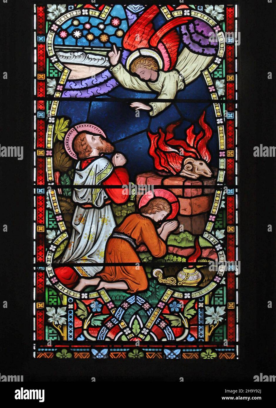 Vitraux de Frederick Preedy, l'Ange intervient pour empêcher Abraham de ...