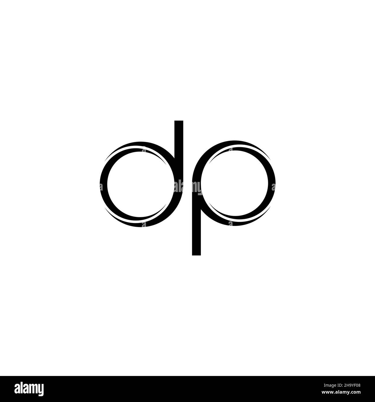 Monogramme DP logo avec modèle de conception moderne à bords arrondis ...