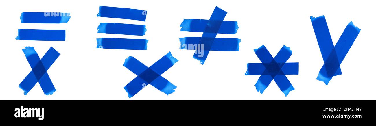 Ensemble de différents signes et symboles en bleu sur fond blanc ...