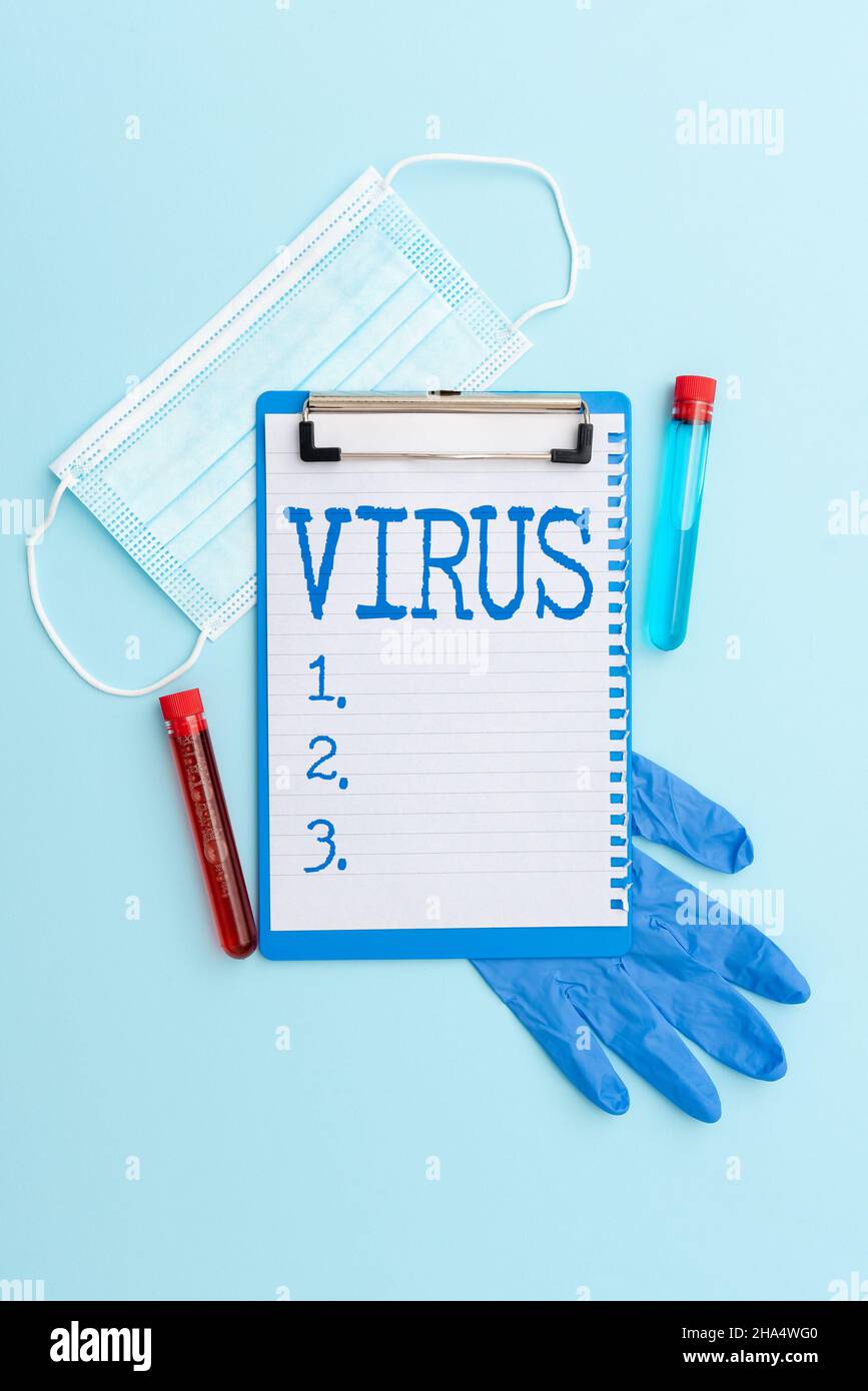 Signe d'écriture de la main virus.Internet concept agent infectieux qui ...