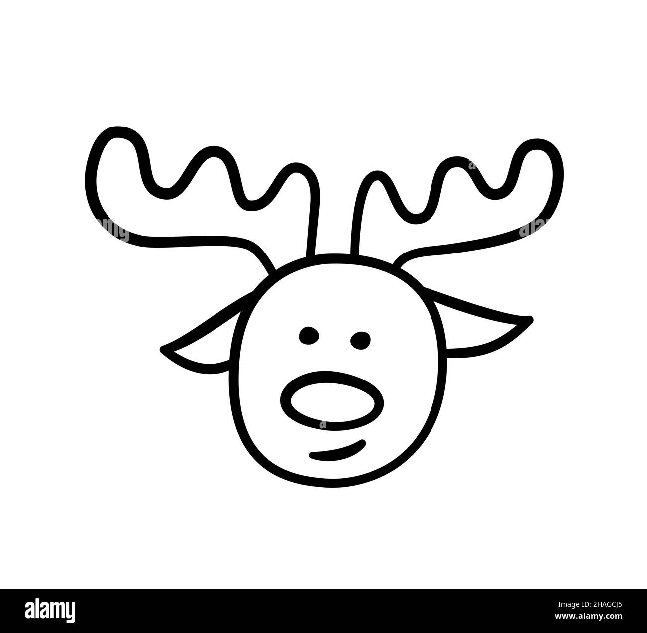 Adorable renne de noël en forme de doodle.Renne dessiné à la main ...