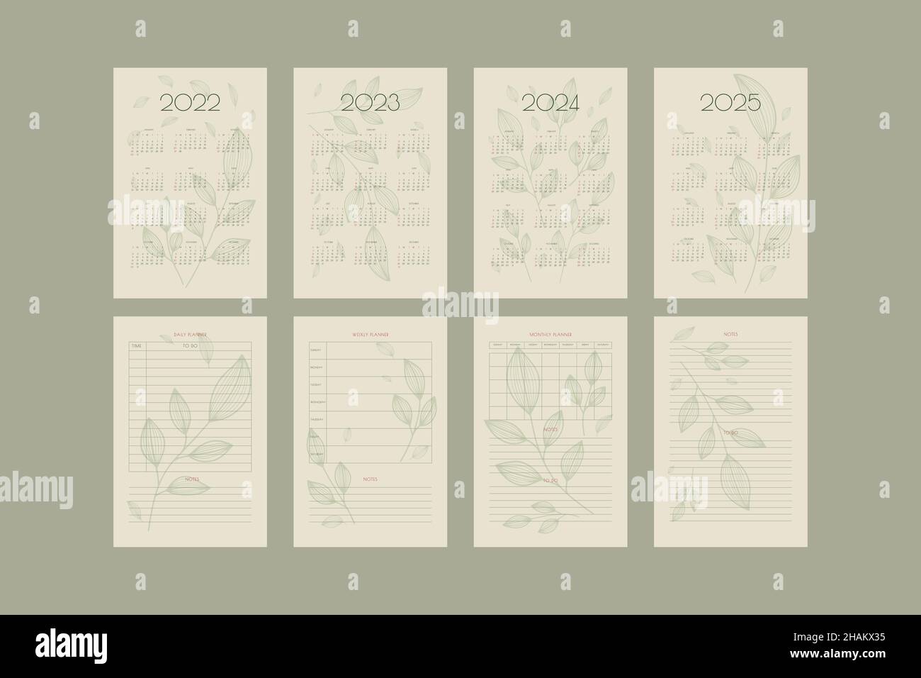 calendrier 2022 2023 2024 2025 et collection de planificateurs avec des ...