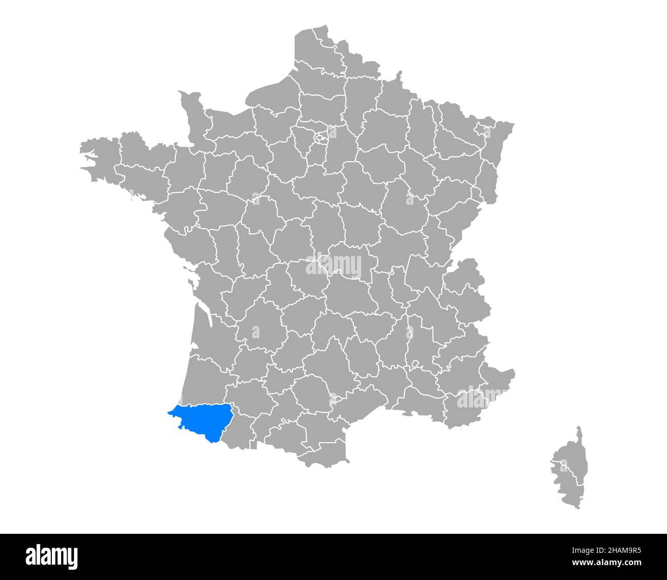 Carte des Pyrénées-Atlantiques en France Photo Stock - Alamy