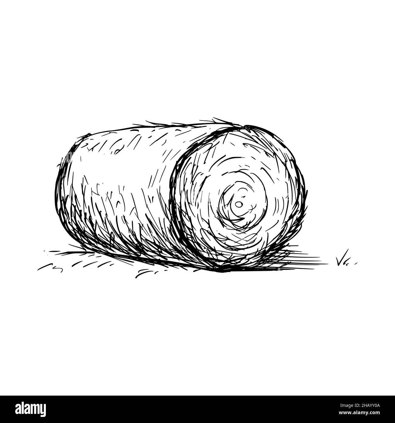 Schéma de l'exploitation de balles de foin.Haystack dessiné à la main ...