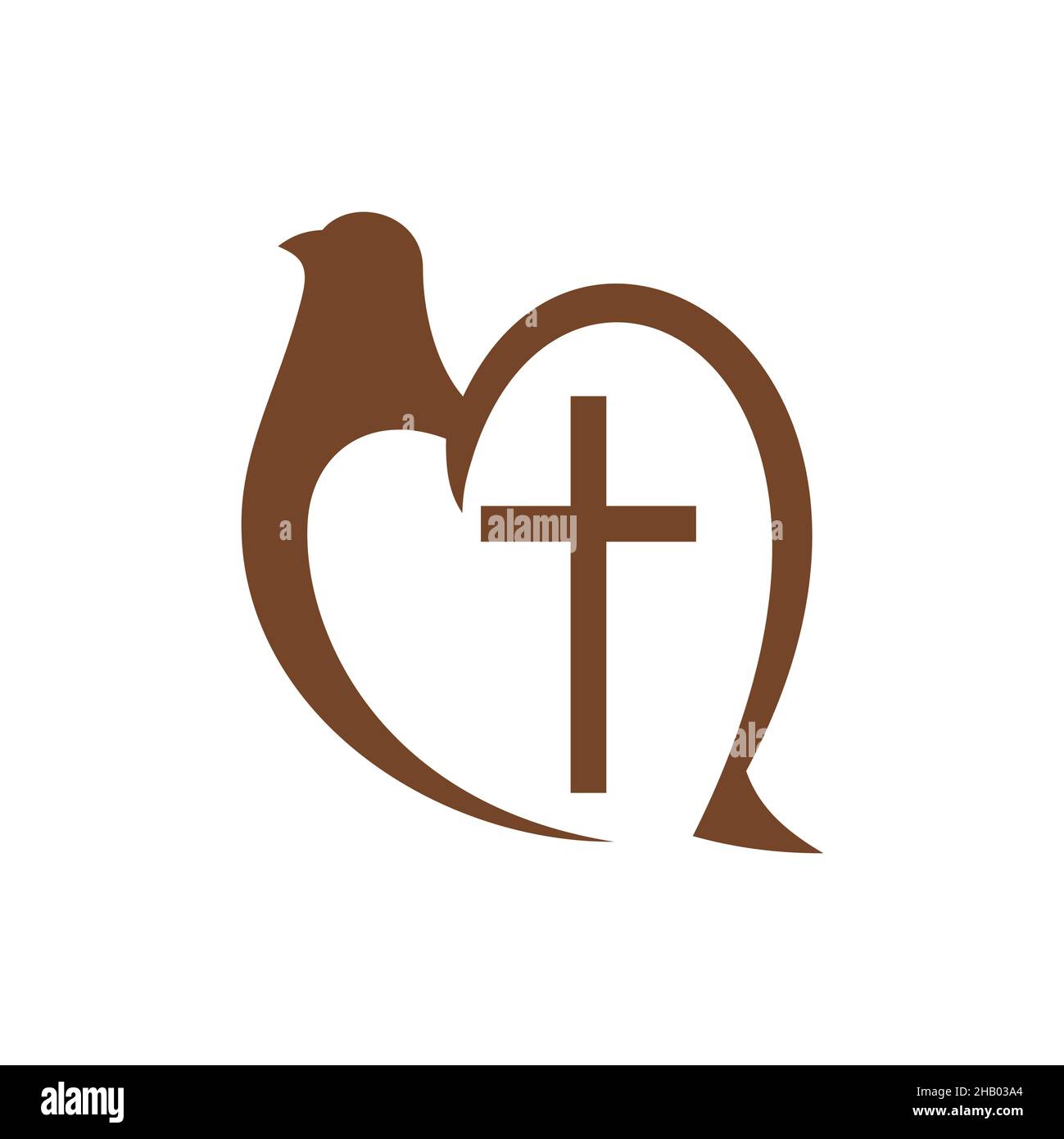 Icône de vecteur de religion de crucifix et de colombe du christianisme ...