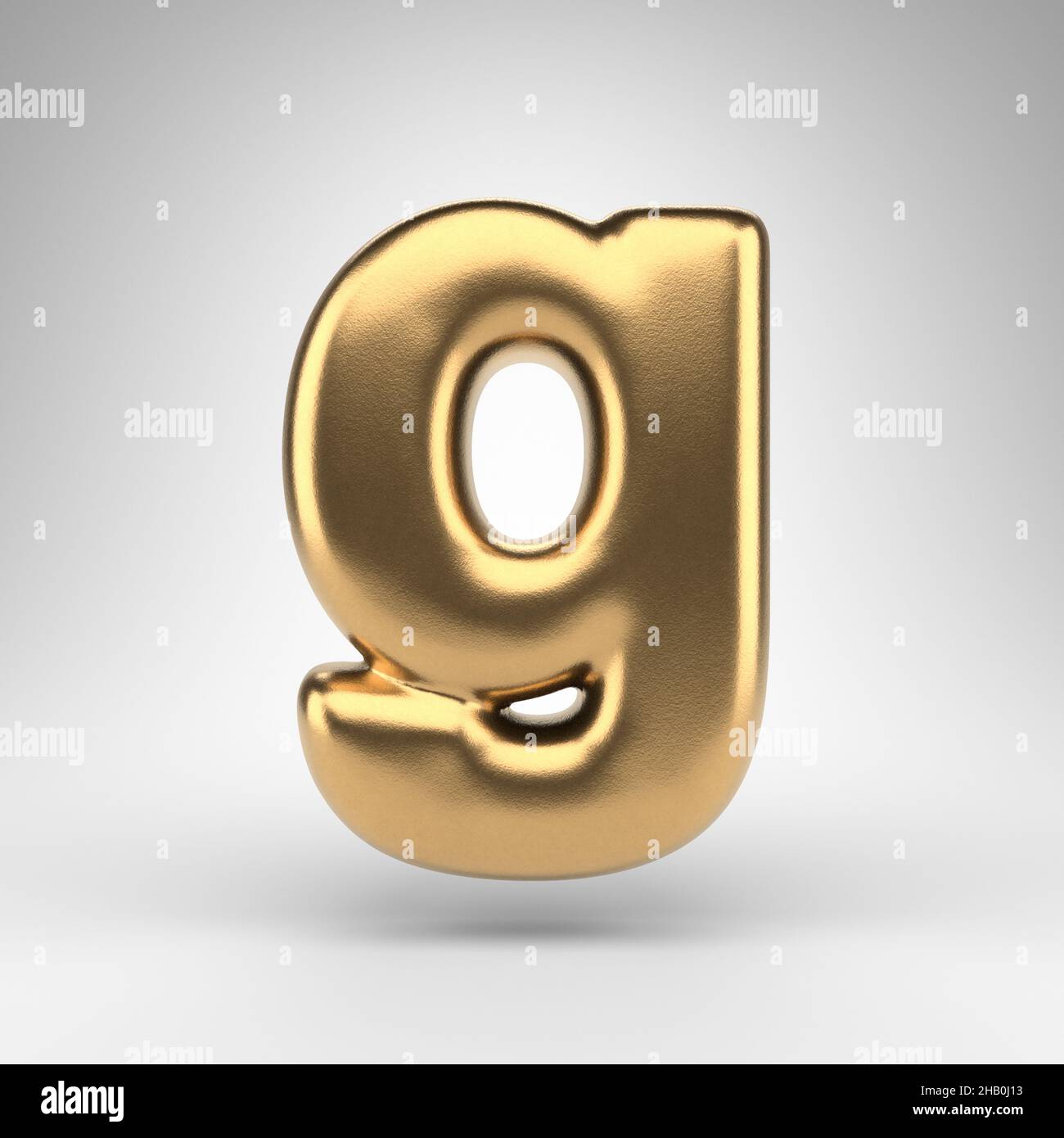 Lettre G minuscule sur fond blanc.Police Golden 3D rendue avec texture ...