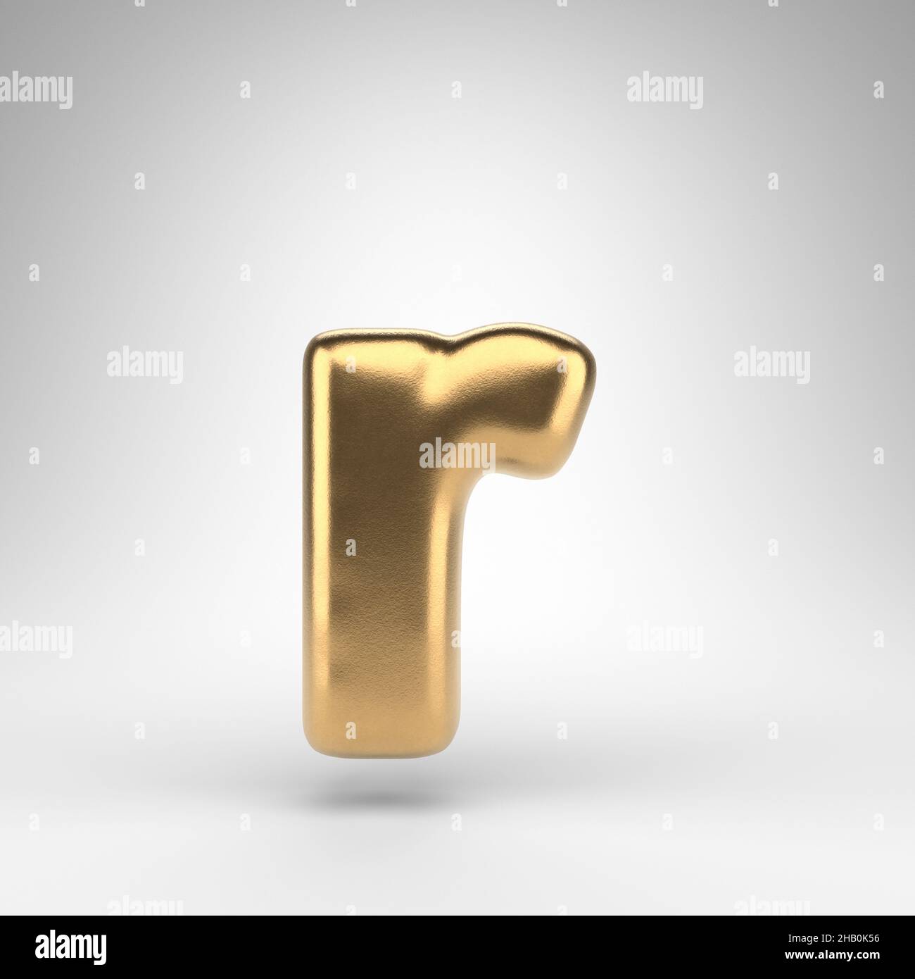 Lettre R minuscule sur fond blanc.Police Golden 3D rendue avec texture ...