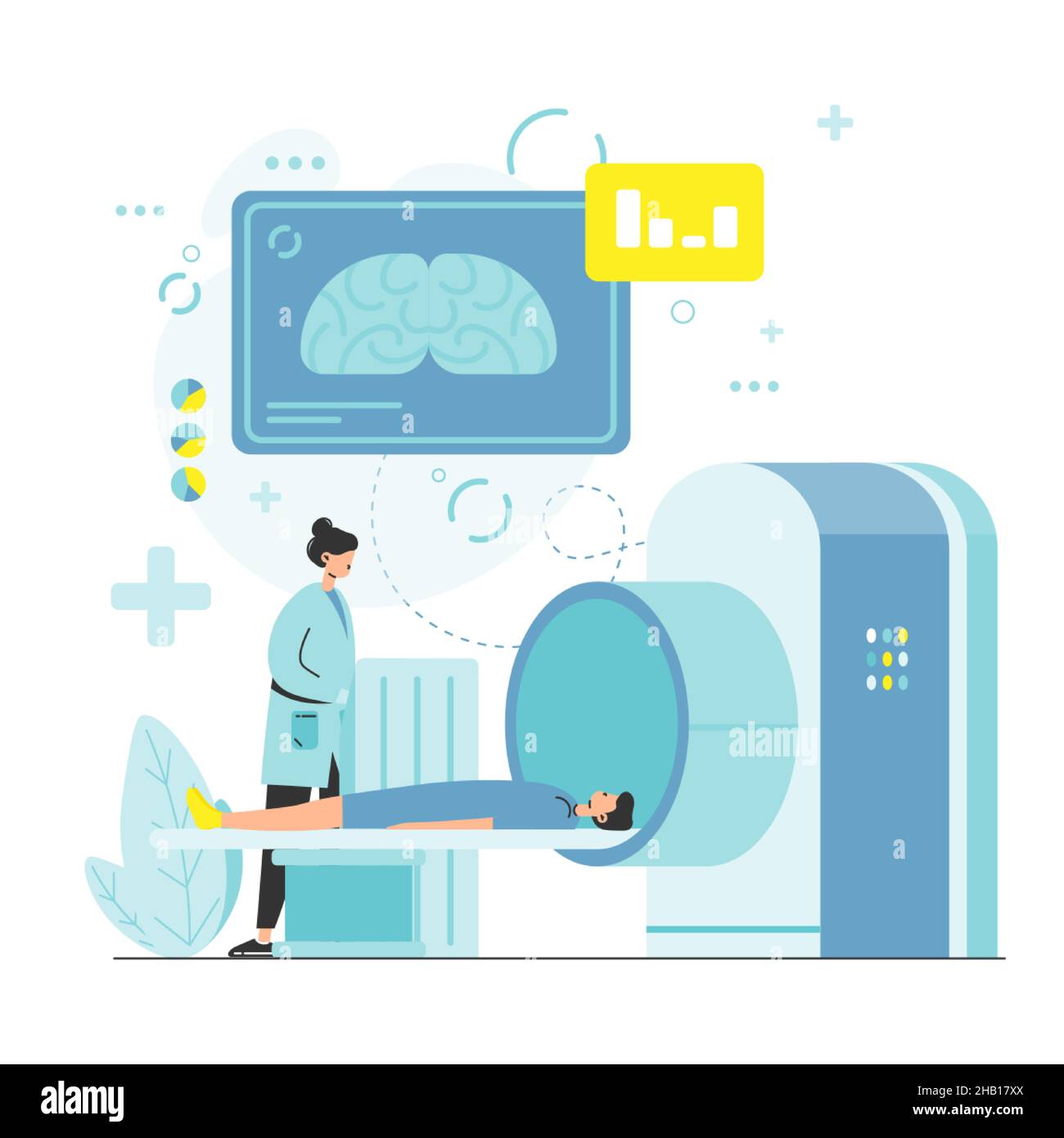 Examen IRM, procédure d'acquisition ct, illustration vectorielle ...