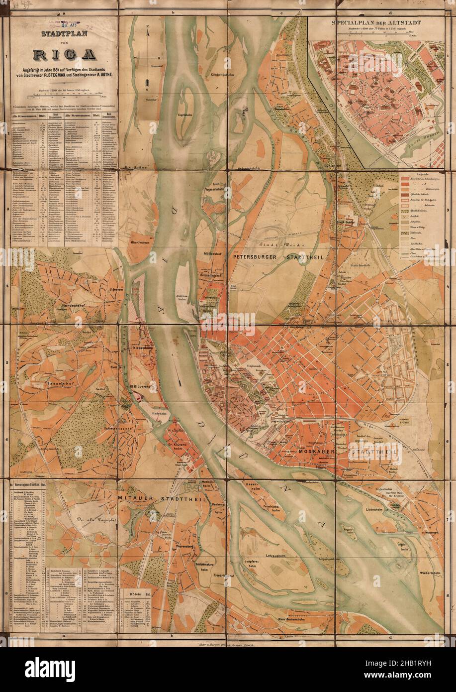 Carte de Riga, ancienne carte de Riga, vieille ville de Riga, carte de ...